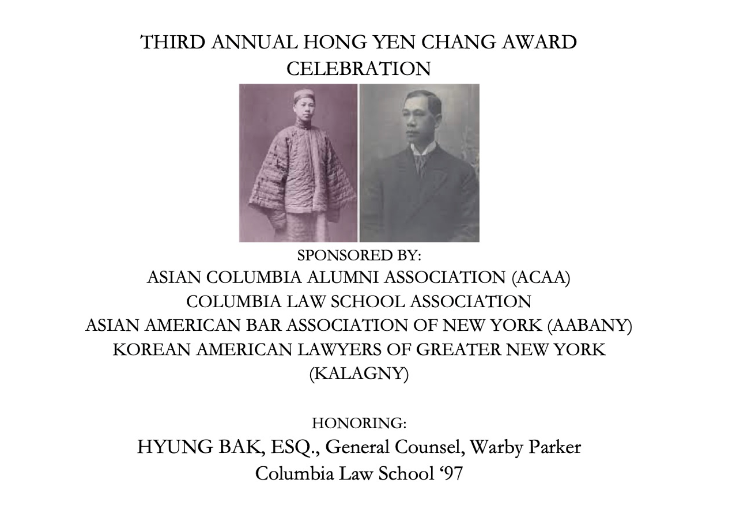 The Asian Columbia Alumni Association Honors Hyung Bak at the Third ...
